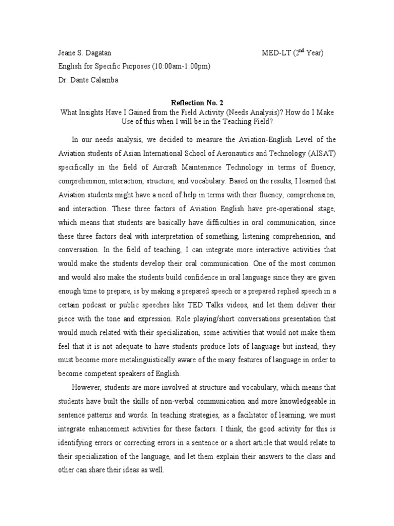 ESP Reflections | PDF | Learning | Teachers