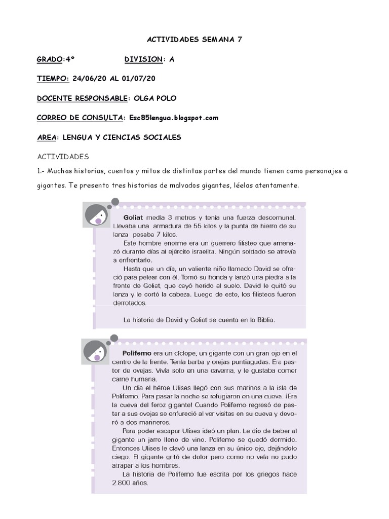ACTIVIDADES SEMANA 7 4° Grado | PDF | Science | Ciencia y Tecnología