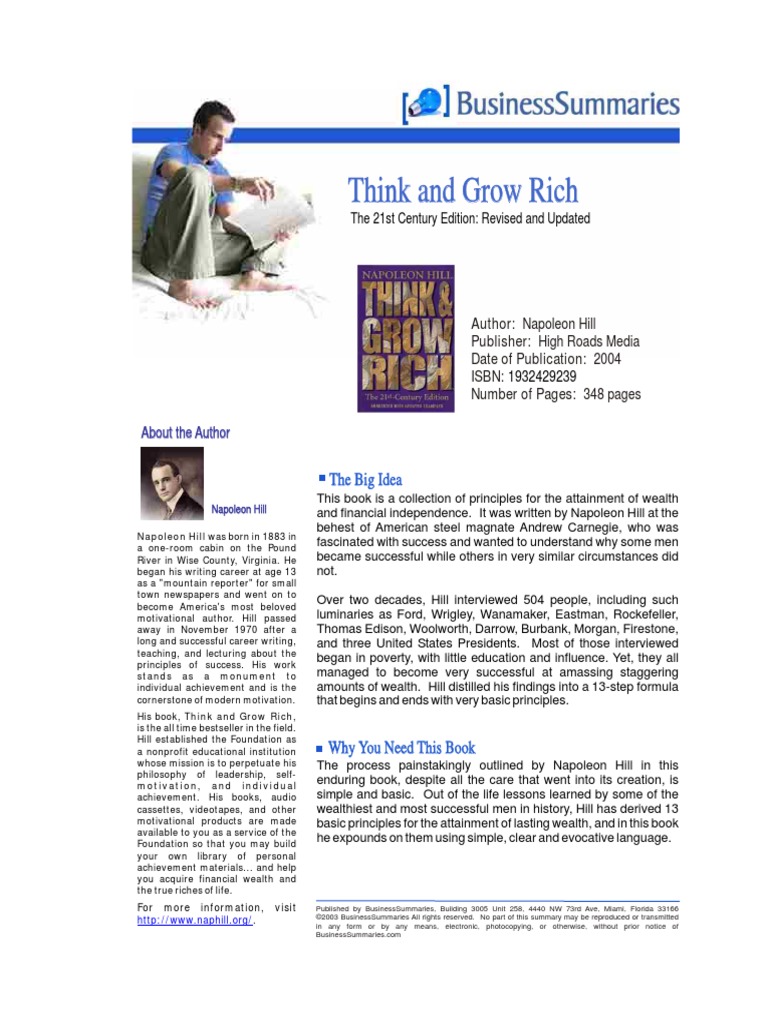 Think and Grow Rich Think and Grow Rich: The Big Idea The Big Idea ...