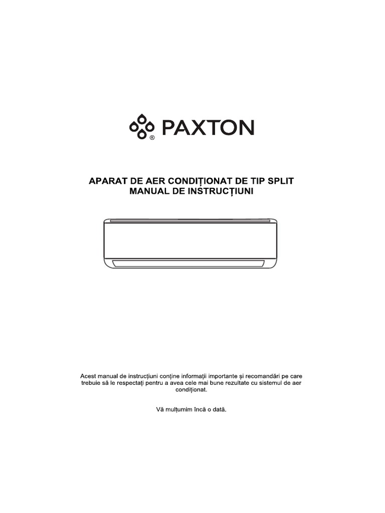 Instructiuni Utilizare Aparat Aer Conditionat Paxton Wi-Fi PDF | PDF