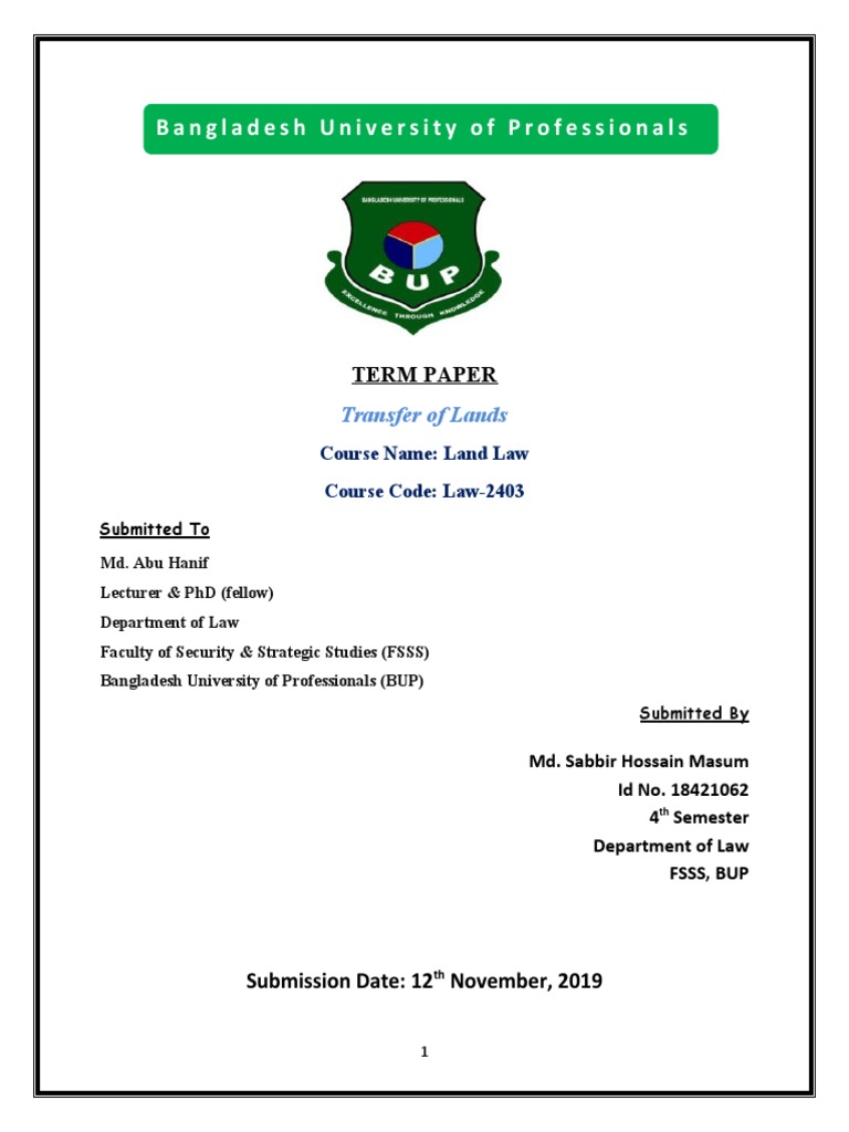 Land Law Term Paper | Download Free PDF | Mortgage Law | Ownership