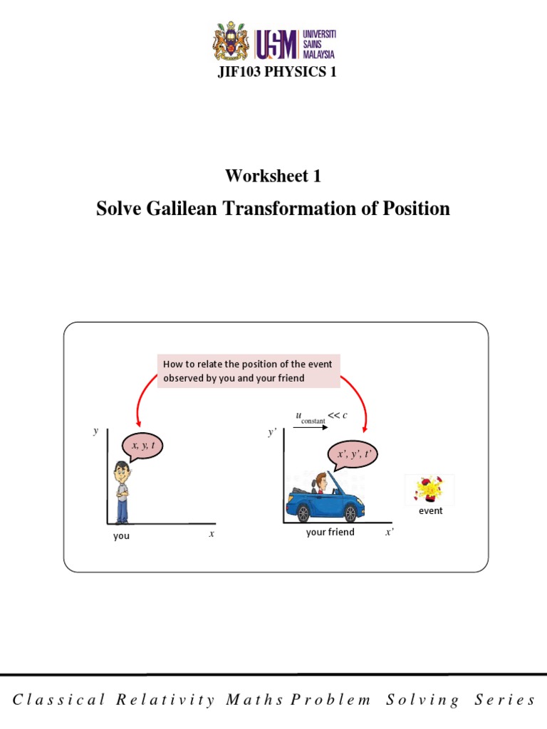 Worksheet 1 Solve Galilean Transformation of Position | PDF | Special ...