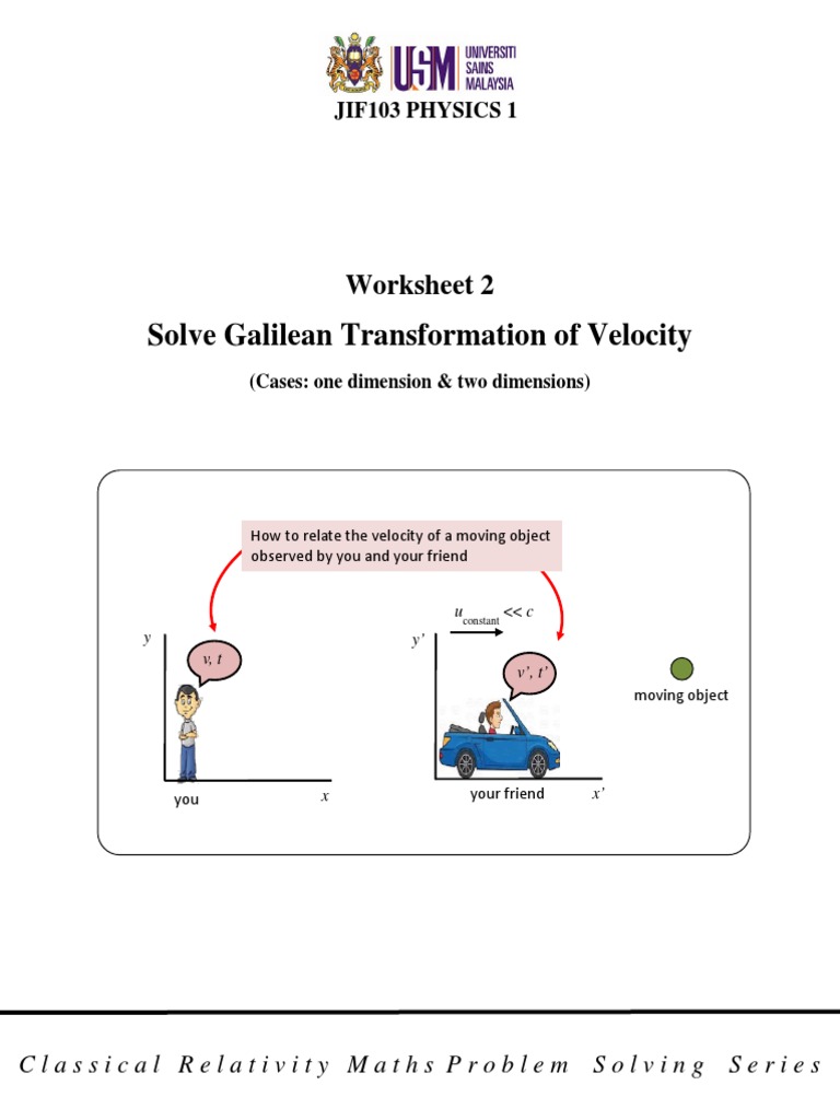 Worksheet 2 Solve Galilean Transformation of Velocity | PDF | Speed ...