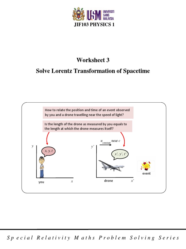 Worksheet 3 Solve Lorentz Transformation of Spacetime | PDF | Special ...