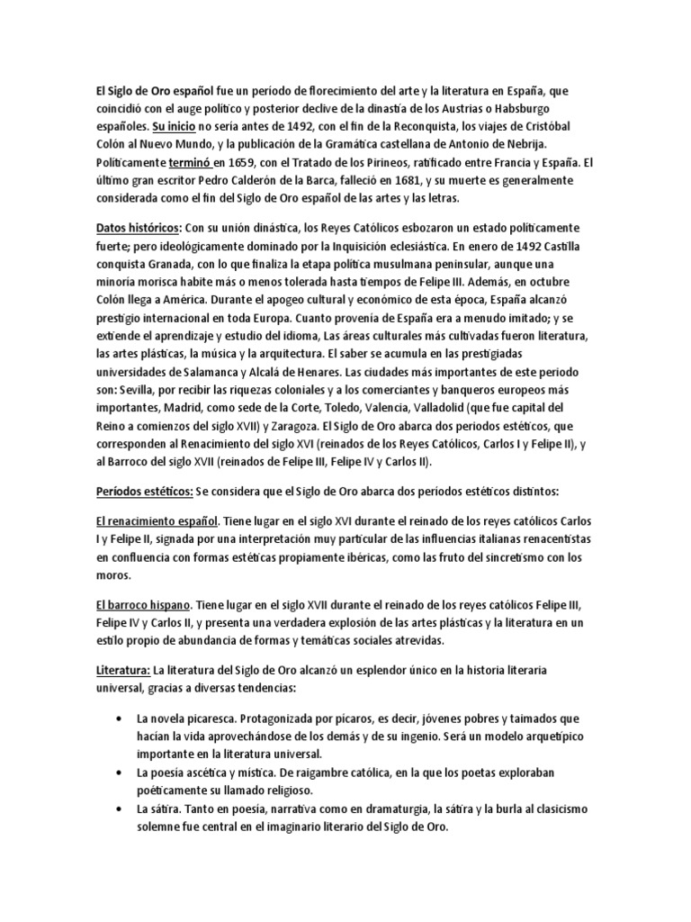 Guia Siglo de Oro | PDF | Barroco | Miguel De Cervantes