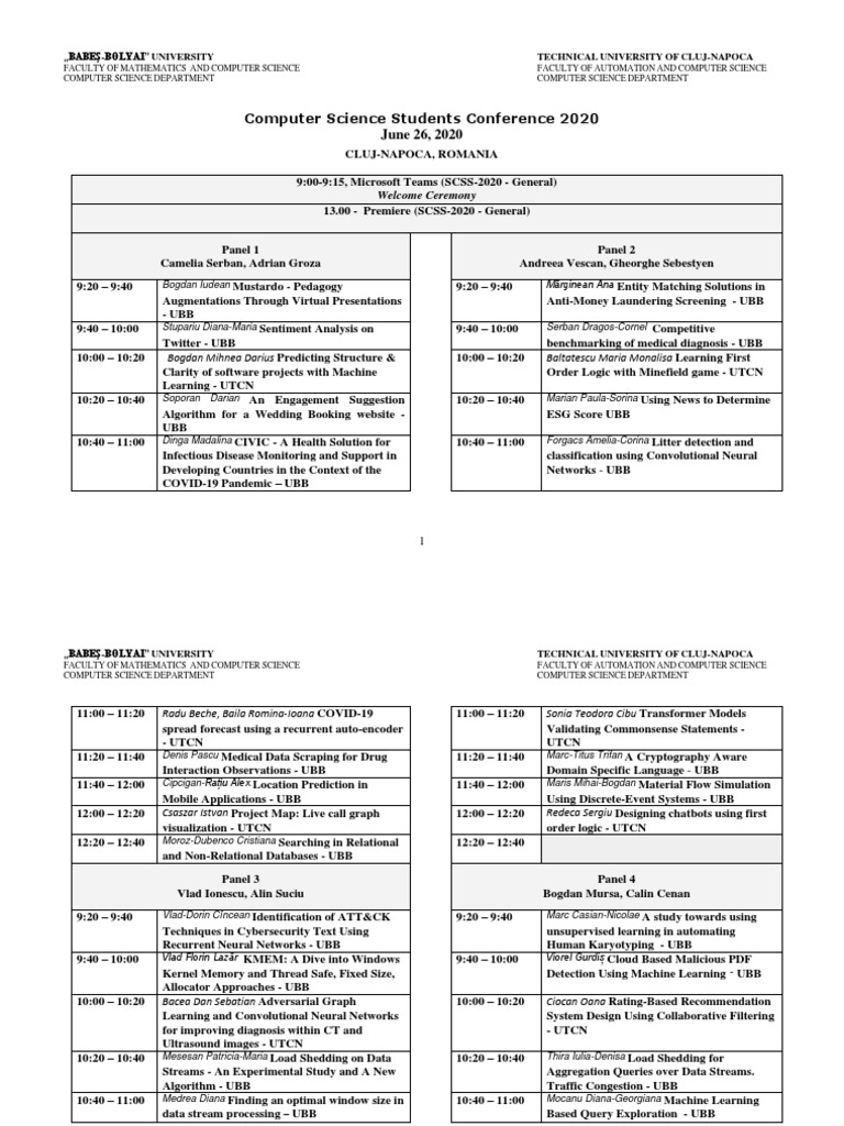 Program SCSS 2020 | PDF | Machine Learning | Artificial Neural Network