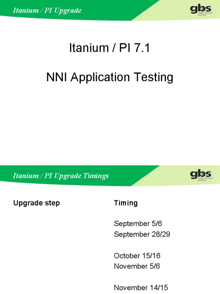 Itanium / PI 7.1 NNI Application Testing | PDF
