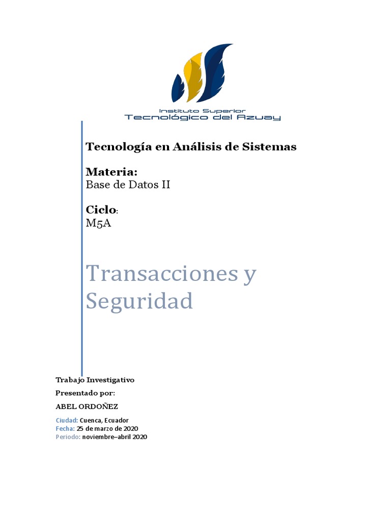 Transacciones SQL | PDF | SQL | Usuario (informática)