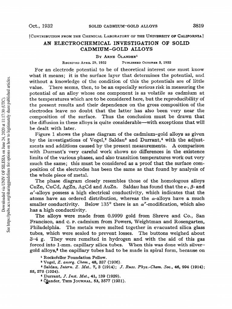 1932 - An Electrochemical Investigation of Solid Cadmium-Gold Alloys ...