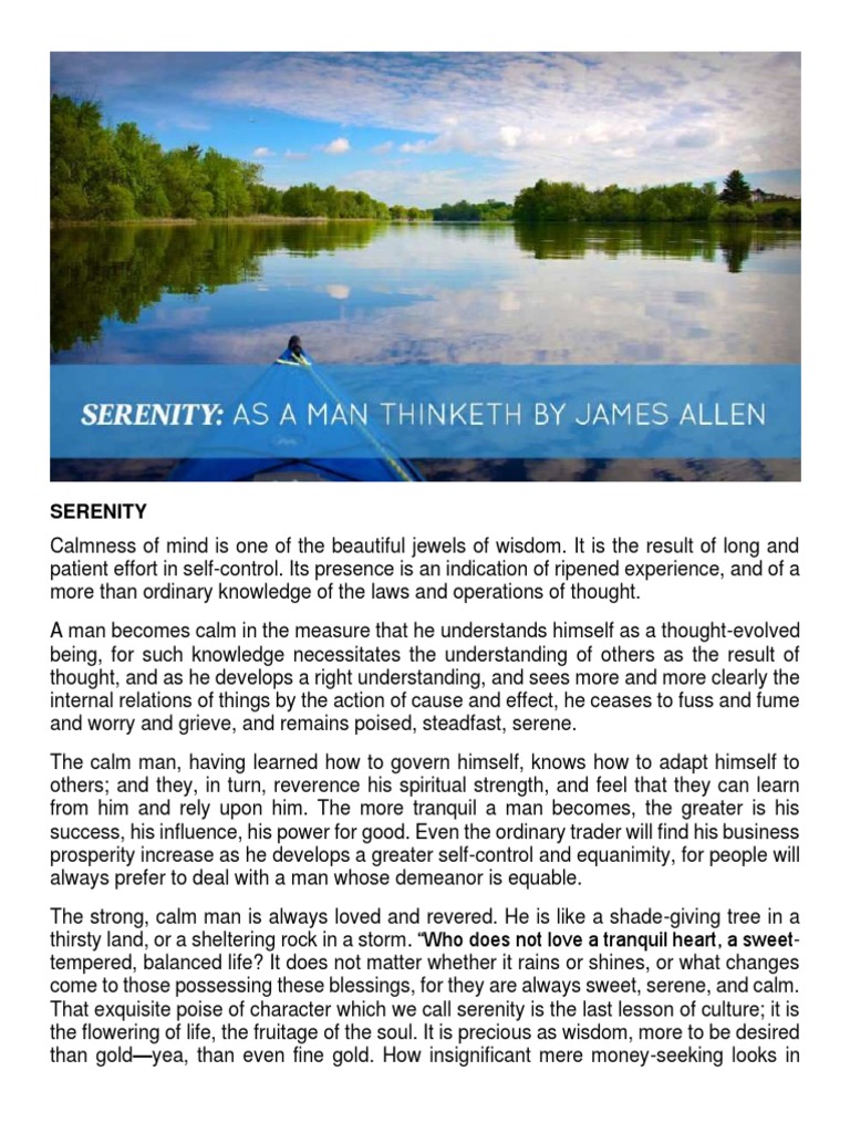 Serenity As A Man Thinketh | PDF