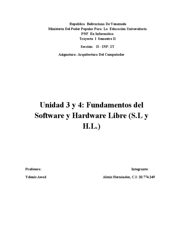 Fundamentos del Software y Hardware Libre | PDF | Software libre | Hardware de la computadora