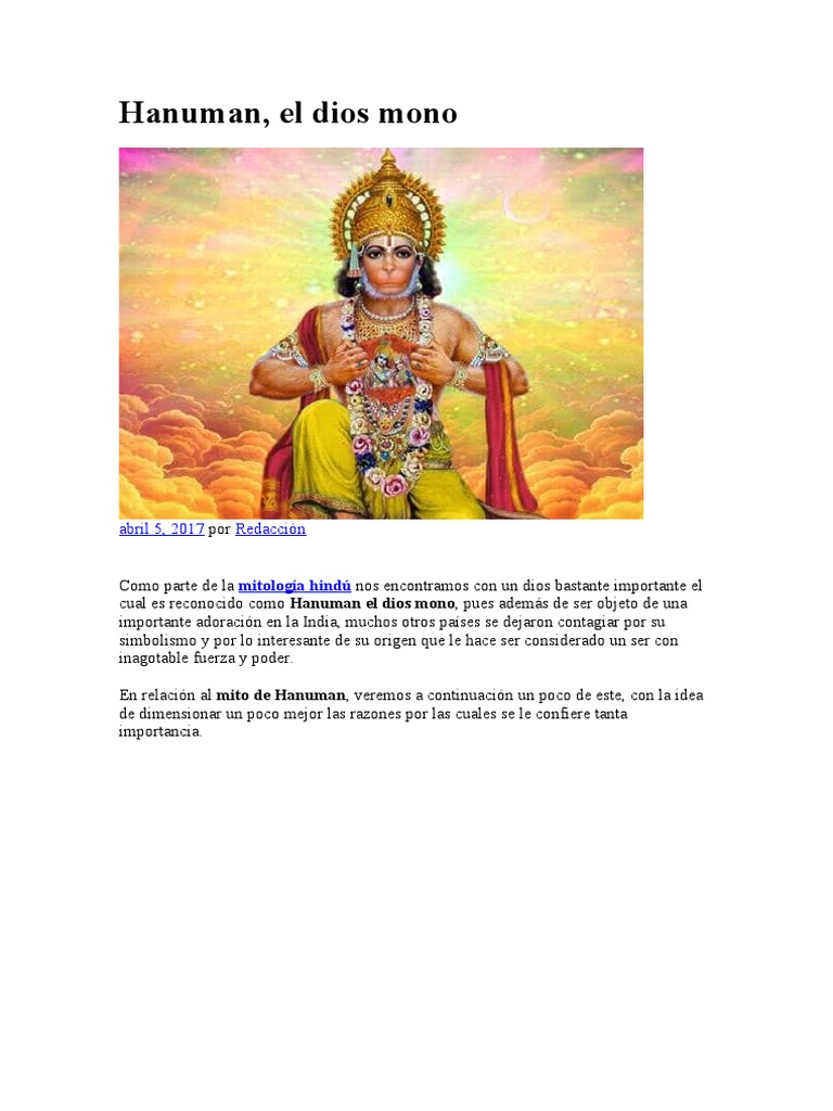 Leyenda de Hanuman - El Dios Mono | PDF
