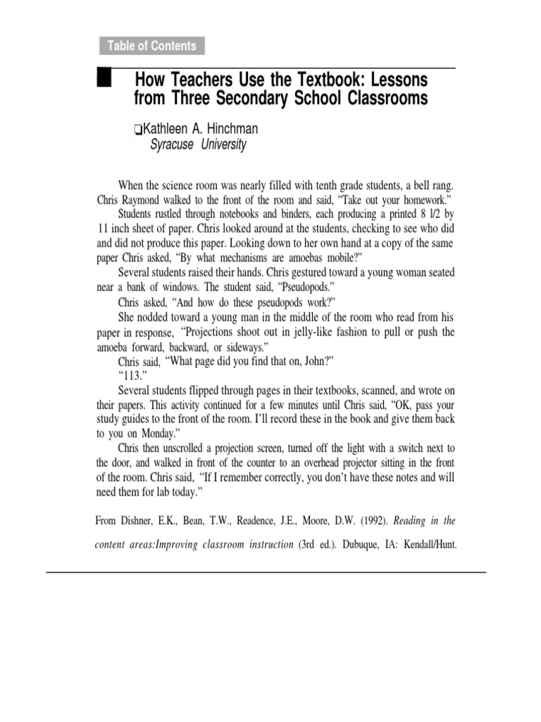 How Teachers Use The Textbook - Lessons From Three Secondary School ...
