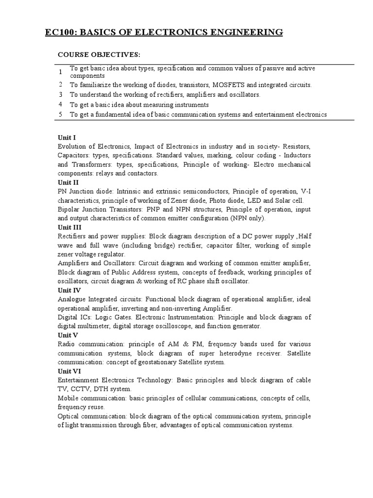 ECE Sample Syllabus | PDF | Amplifier | Rectifier