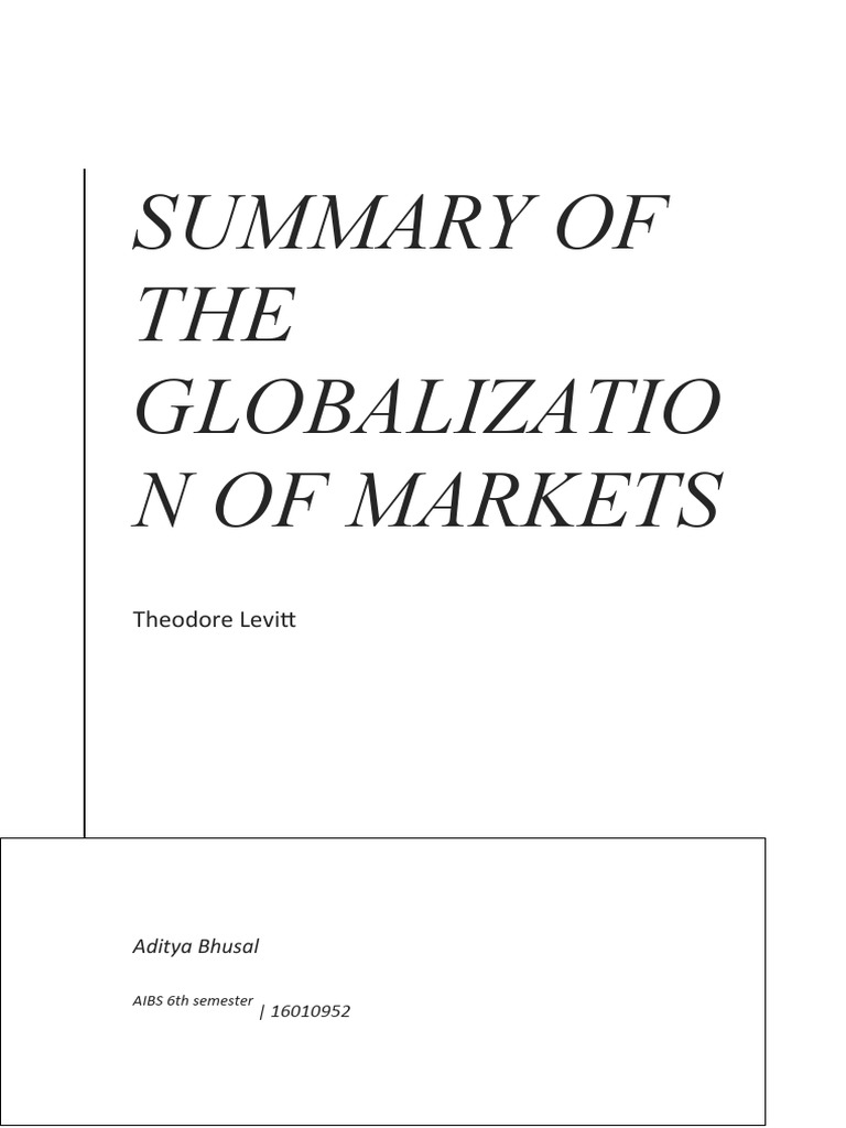 Summary of Levitt's Globalization Insights | PDF | Globalization ...