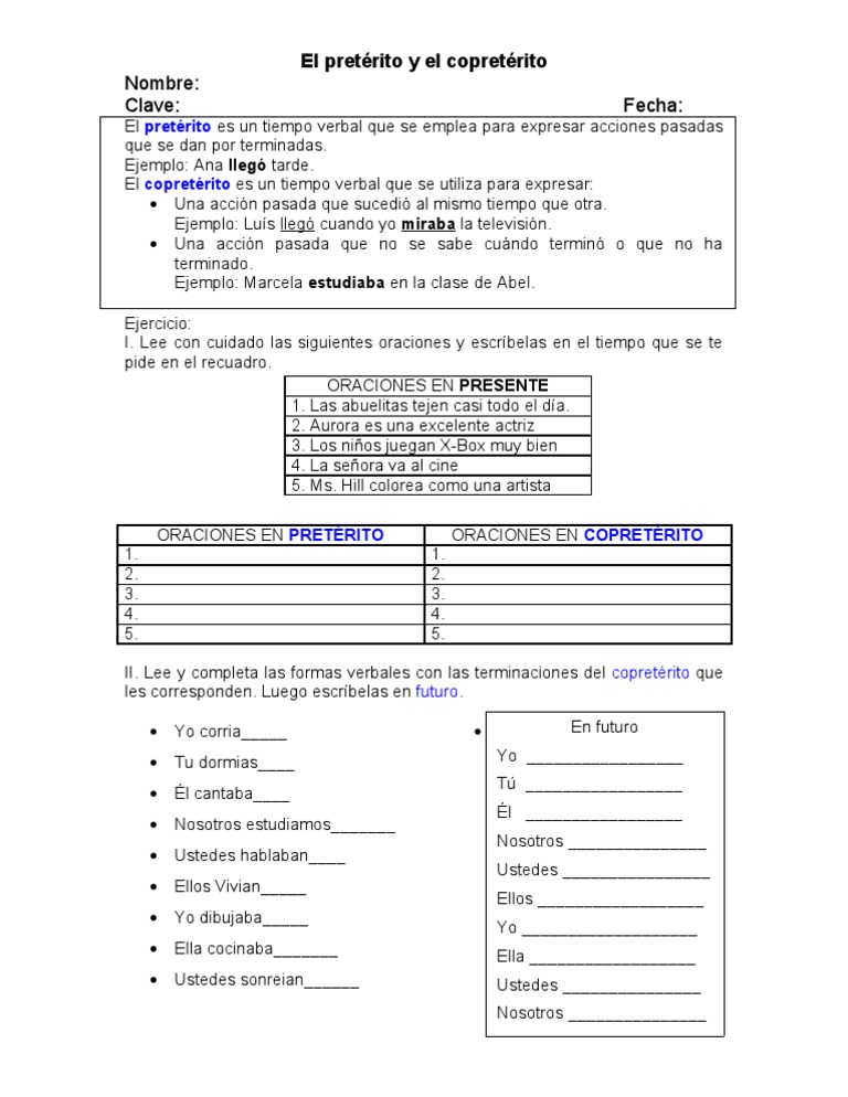 El Pretérito y El Copretérito | PDF