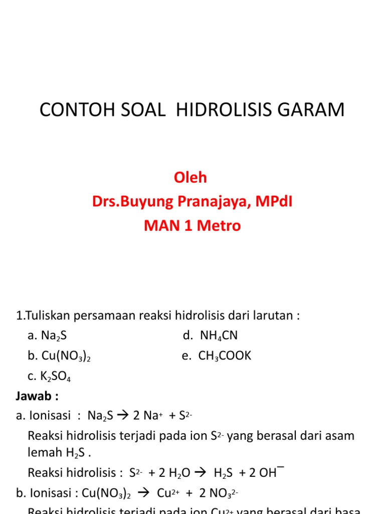 Contoh Soal Hidrolisis Garam | PDF