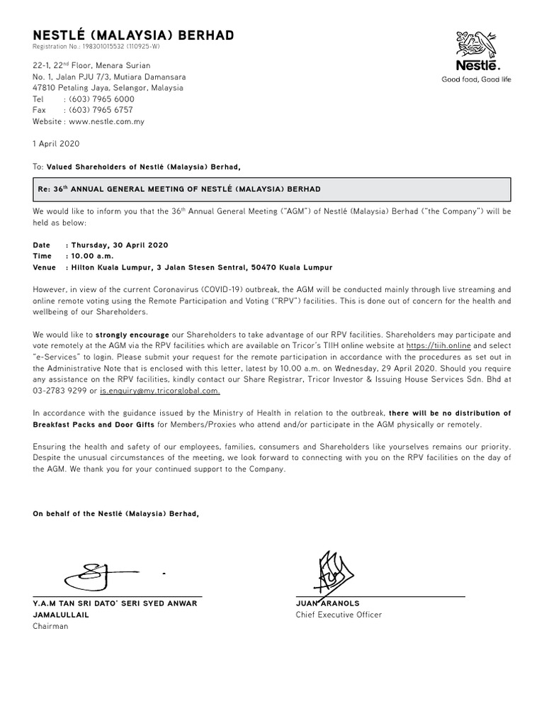 Letter Administrative Note For 36th AGM | PDF | Google Play | Mobile App