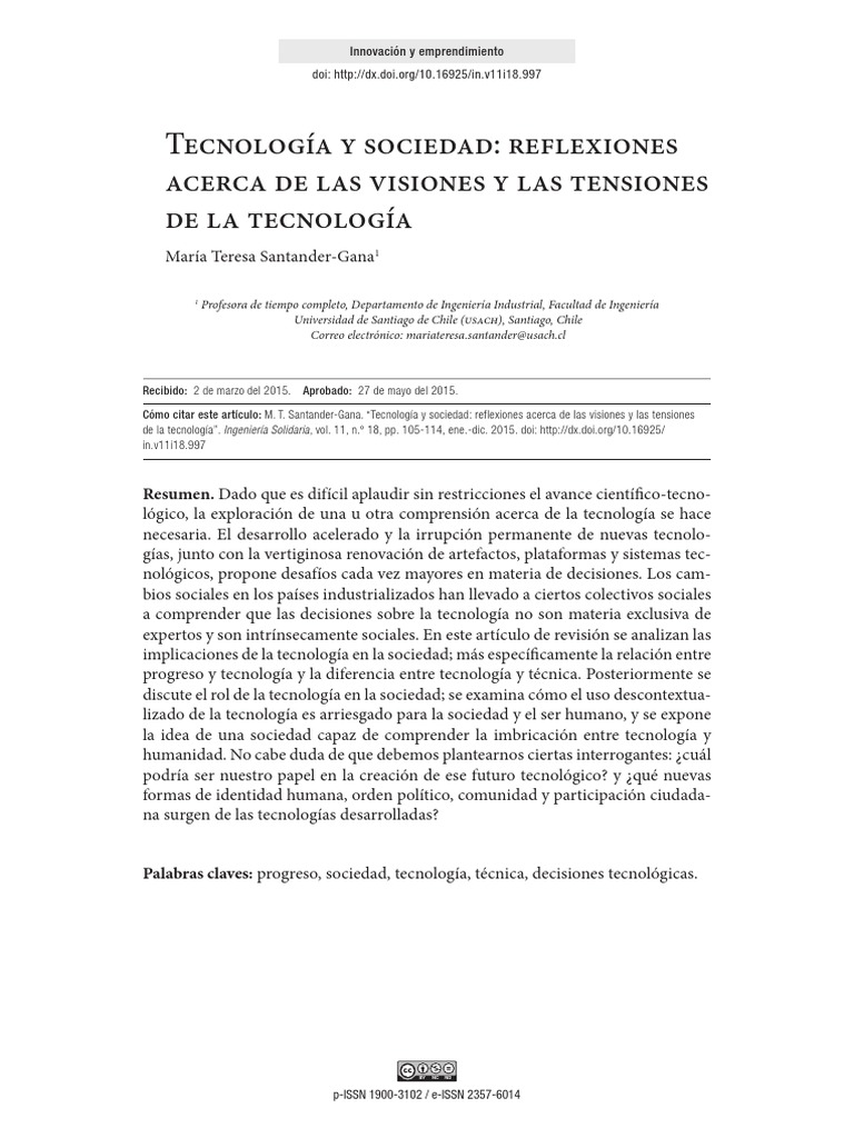 Tecnología y Sociedad: Reflexiones | PDF | Sociedad | Conocimiento
