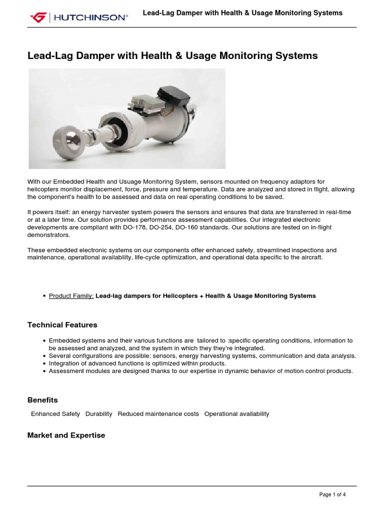 Lead-Lag Damper With Health & Usage Monitoring Systems | PDF | Embedded ...