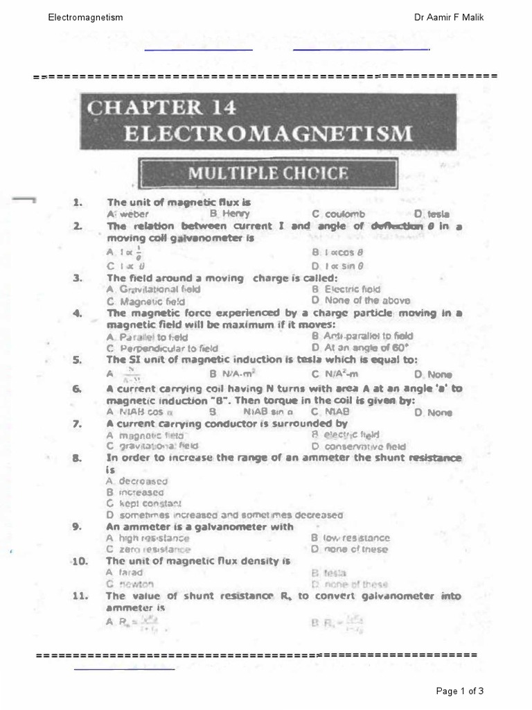 2nd Year Physics Chapter 14 MCQ | PDF | Equipment | Manufactured Goods