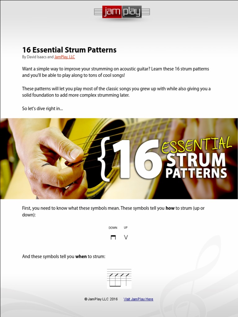 16 Essential Strum Patterns PDF | PDF | Guitars | Entertainment (General)