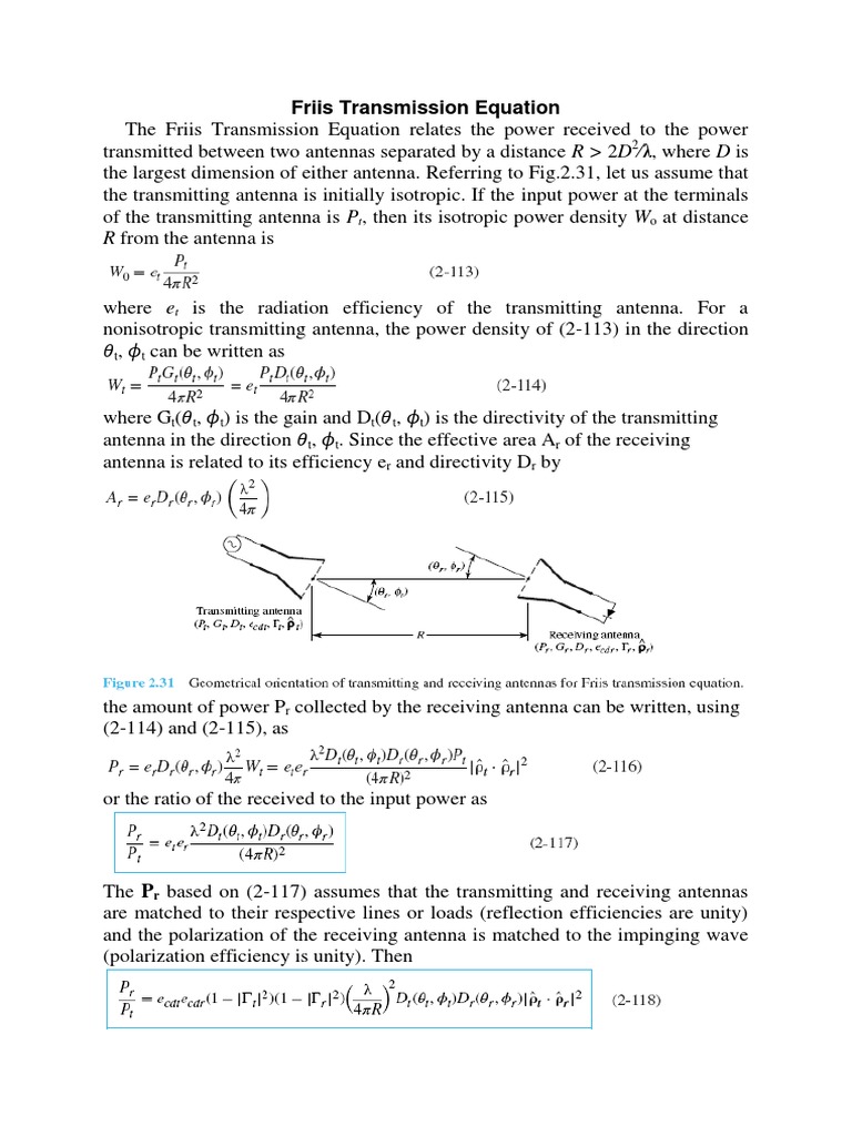 Friis Transmission Equation Guide | PDF | Antenna (Radio) | Broadcast ...