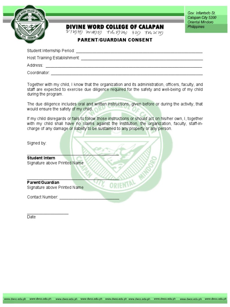 Parent/Guardian Consent: Student Intern | PDF
