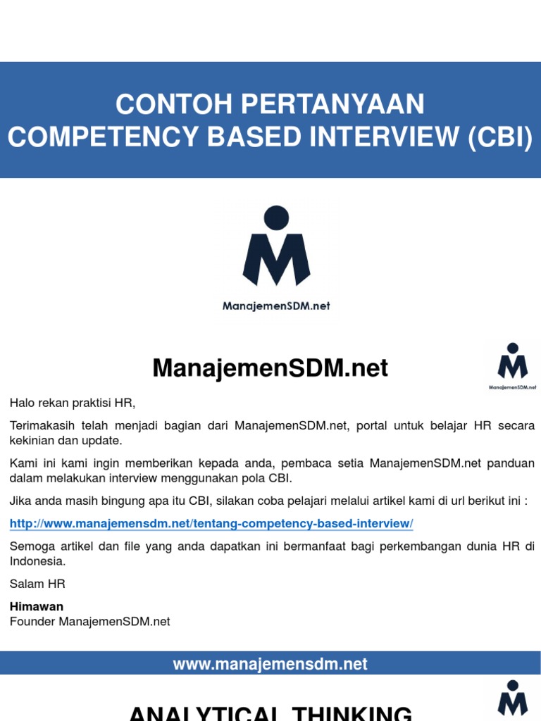 Contoh CBI - ManajemenSDM - Net PDF | PDF