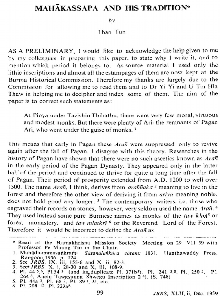 Mahakassapa and His Tradition | PDF