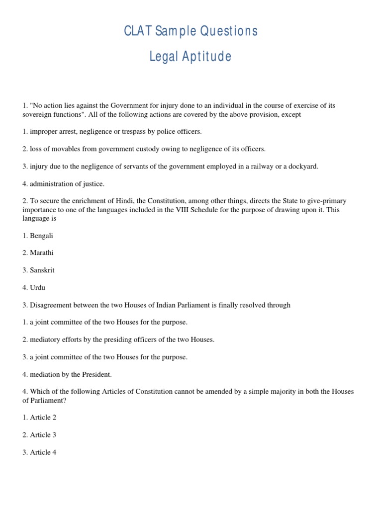 Clat Sample Paper 1 | PDF | Supreme Court Of India | Supreme Courts