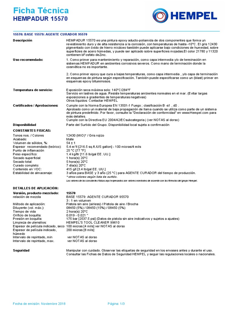 HEMPADUR 15570 15570 es-MX | PDF | Pintar | Acero
