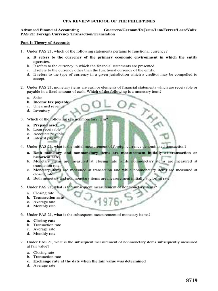 AFAR8719 - Foreign Currency Transaction and Translation | PDF ...