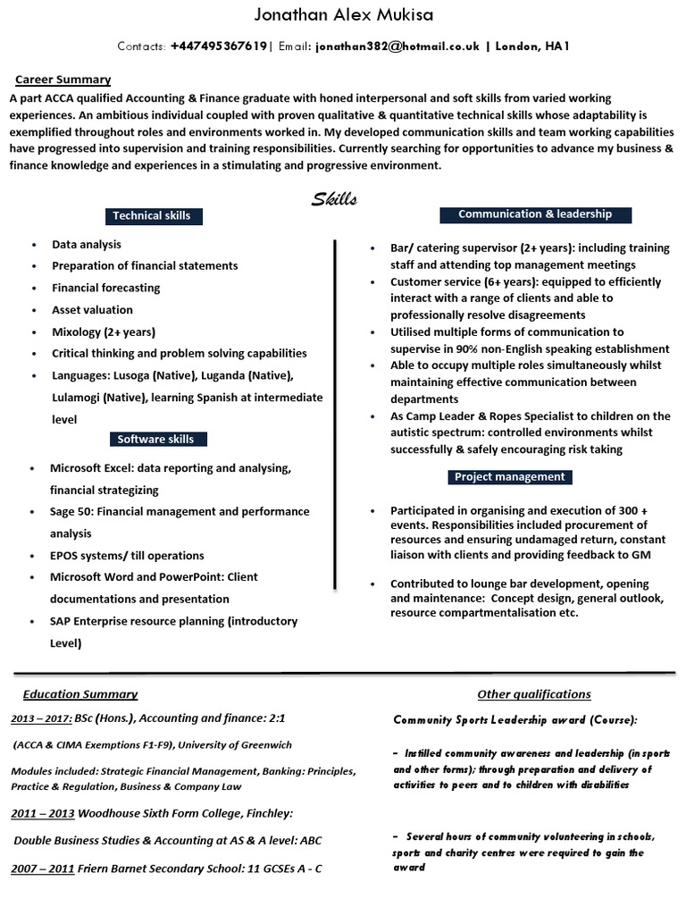 Jonathan Mukisa 2020 PDF | PDF | Bartender | Restaurants