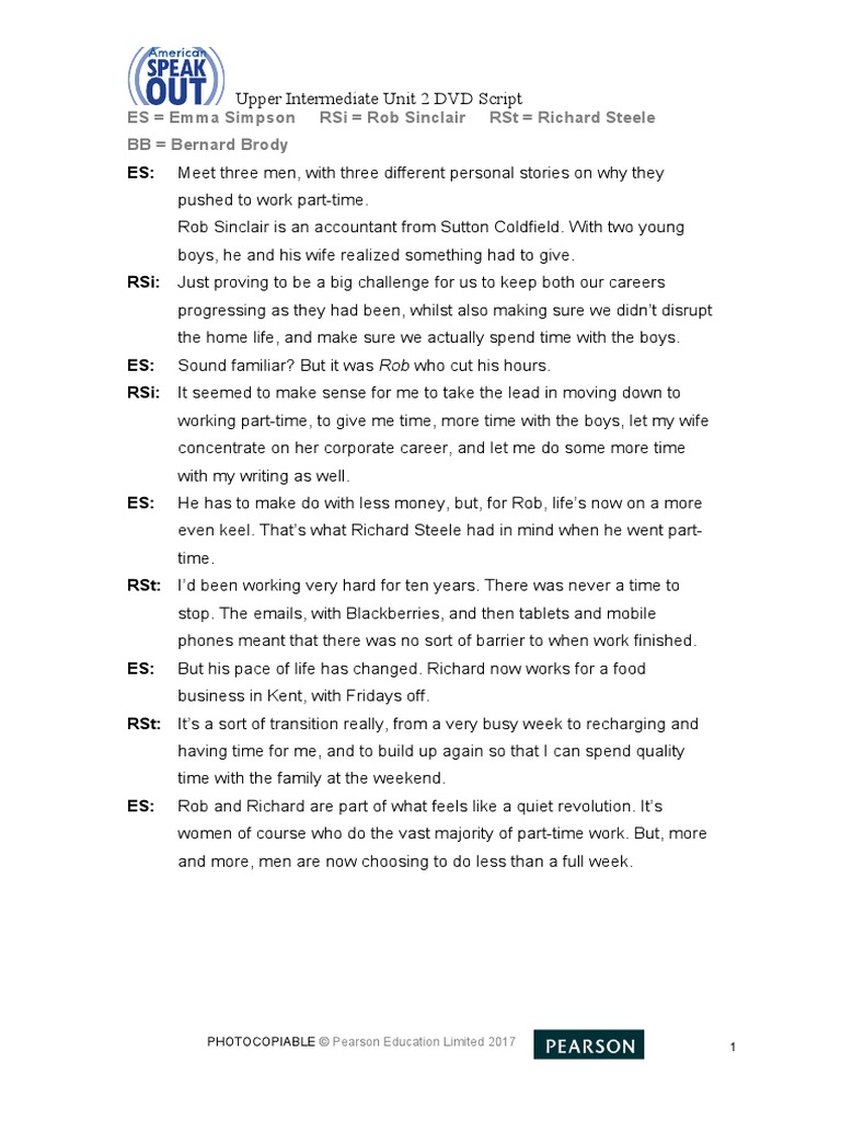 Upper Intermediate Unit 2 DVD Script | PDF