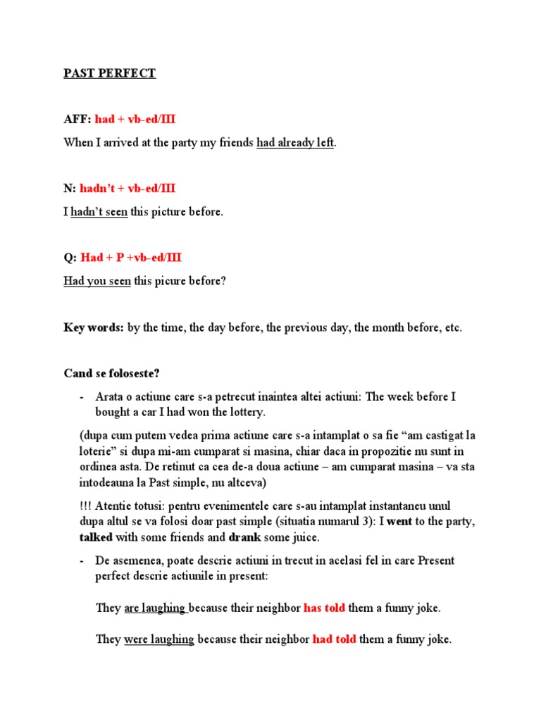 Understanding Past Perfect Tense | PDF