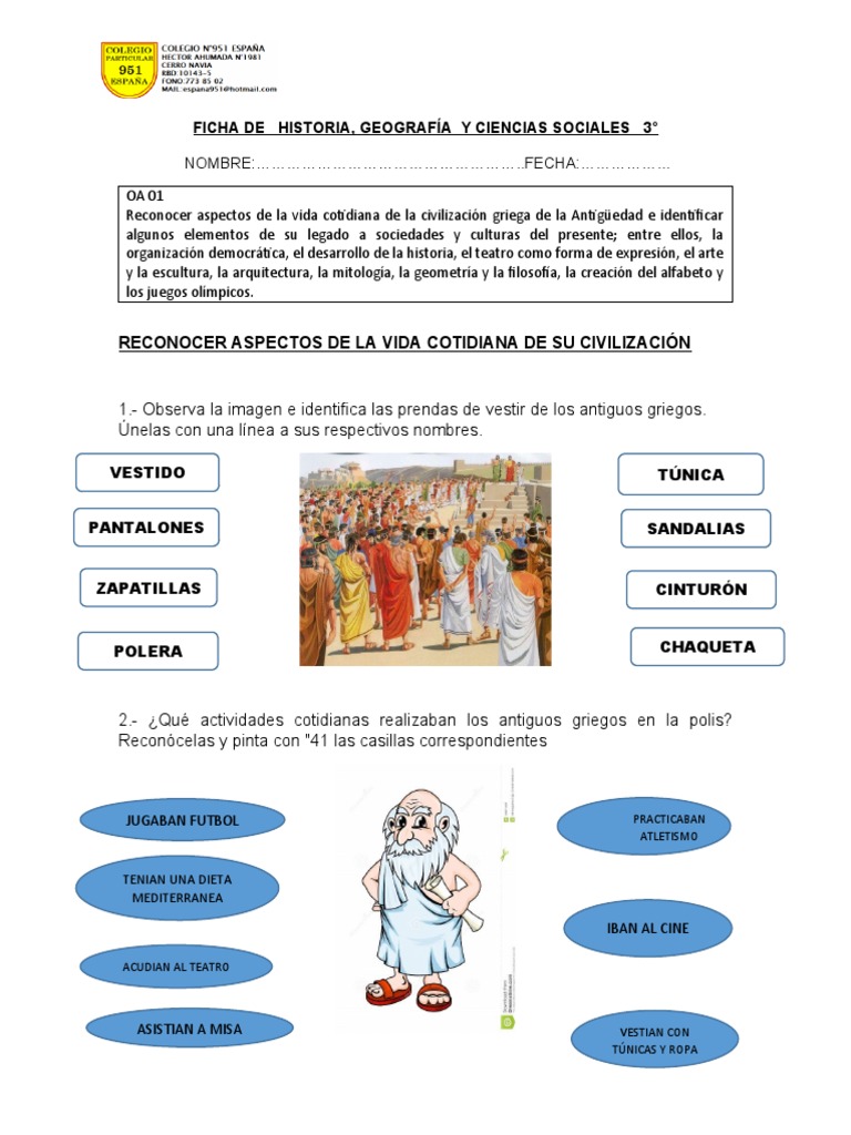Ficha de Historia La Civilización Griega | PDF | Antigua Grecia | Ropa