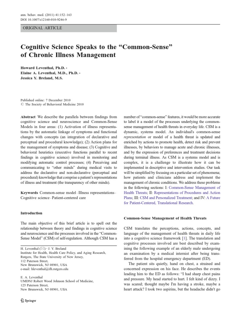 Leventhal-Common Sense | Download Free PDF | Perception | Concept