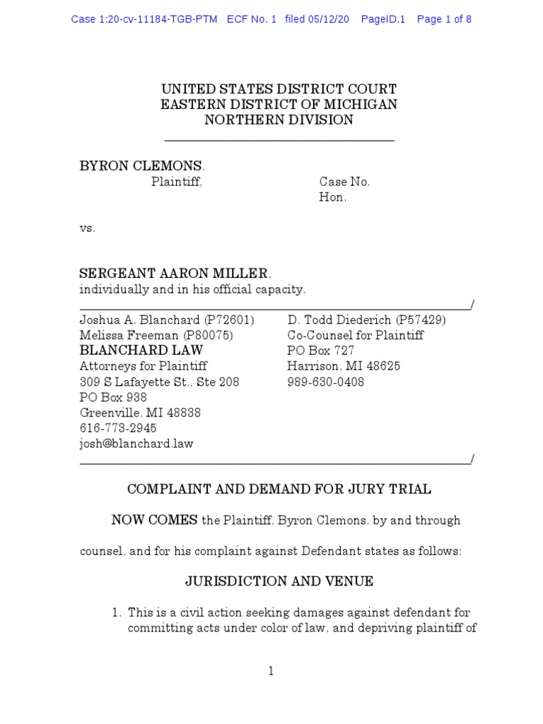 United States District Court Eastern District of Michigan Northern ...