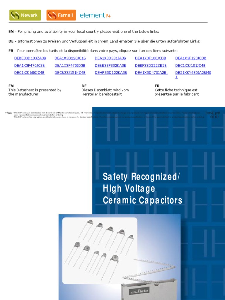 Capacitor Data Sheet | PDF | Capacitor | Capacitance