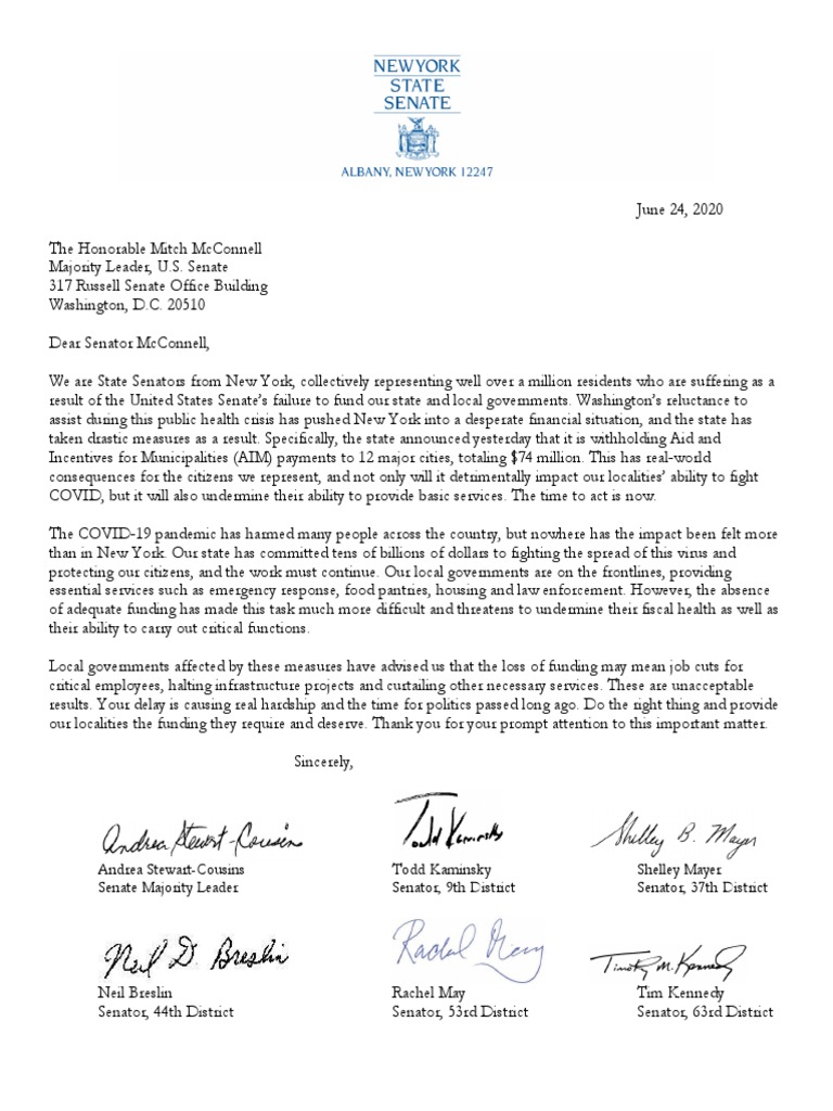 Urgent Funding Request for New York | PDF | United States Senate | The ...