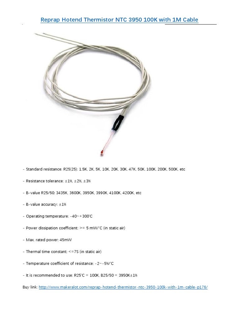 NTC 3950 100K Thermistor Specs | PDF | Branches Of Thermodynamics ...