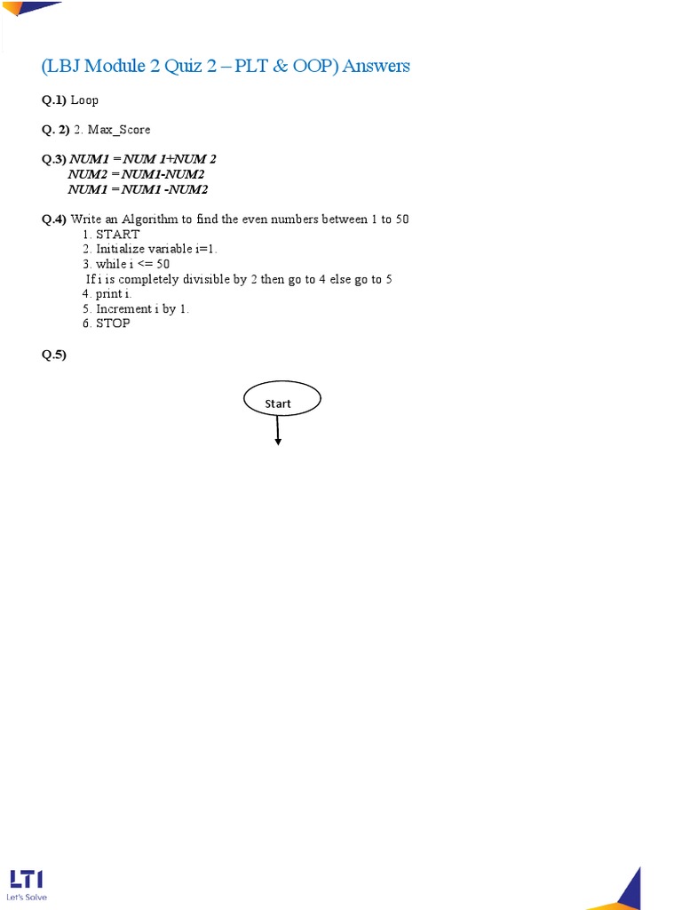 Quiz Question Set-2 (LBJ - PLT & OOP) | PDF