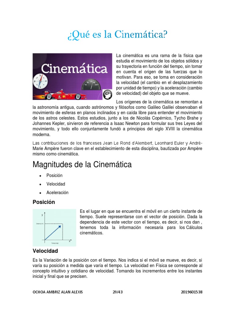 Magnitudes de la Cinemática: Posición | Cinemática | Velocidad