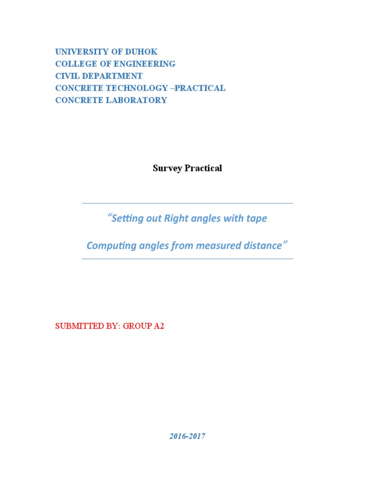Setting Out Right Angles With Tape Computing Angles From Measured ...