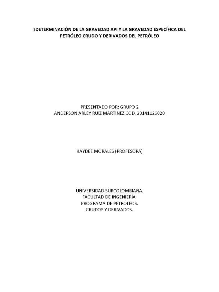 Gravedad API y Específica del Petróleo | PDF | Petróleo | Hidrocarburos