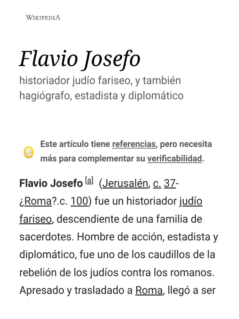 Biografía de Flavio Josefo, historiador judío | PDF | Josefo | Judios y ...