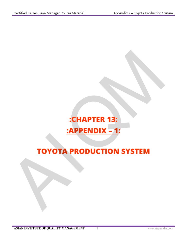CHAPTER 13 - Toyota Production System 14 Principles | Download Free PDF ...