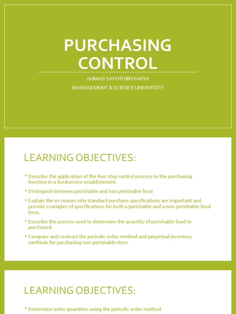 Chap 4 - Purchasing Control | PDF | Grocery Store | Foods