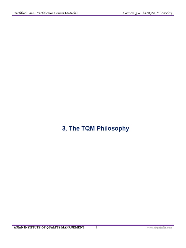 Understanding TQM Philosophy Elements | PDF | Integrity | Quality ...